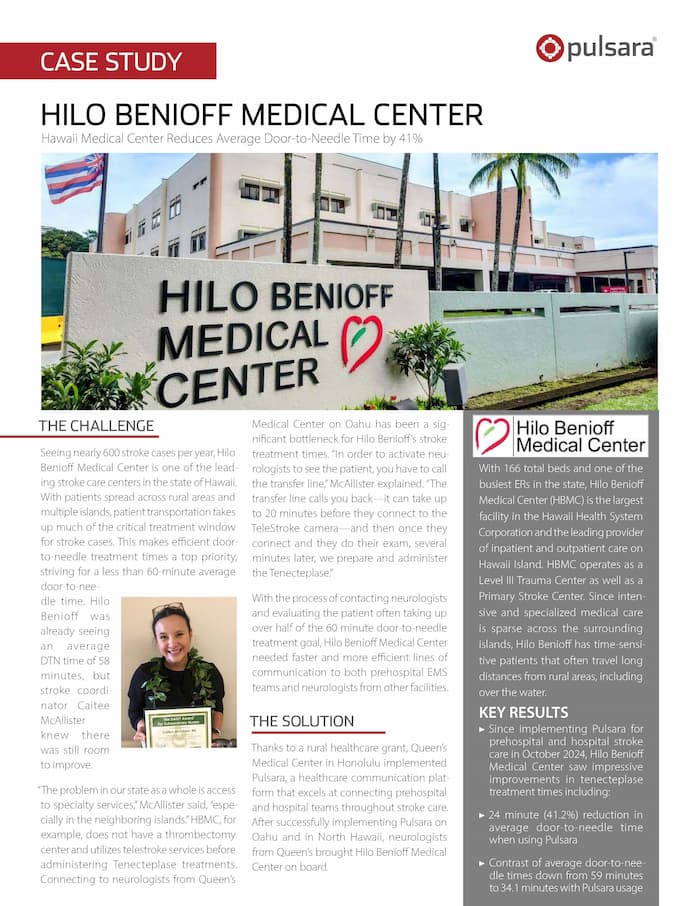 Hilo Benioff Medical Center Improves Average Door-to-Needle Time by 41%